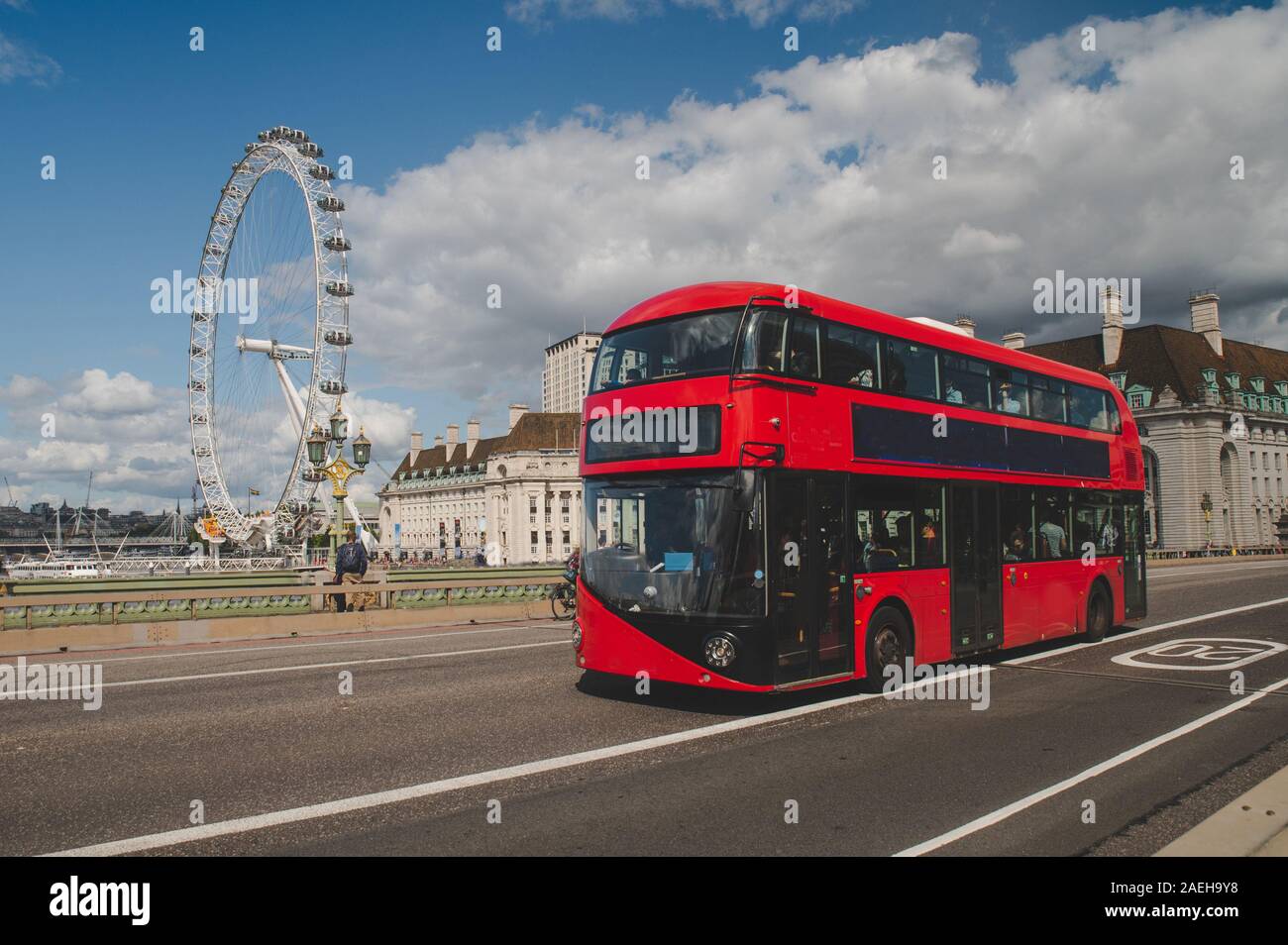Iconic red double decker bus in London, UK. The London Bus is one of ...