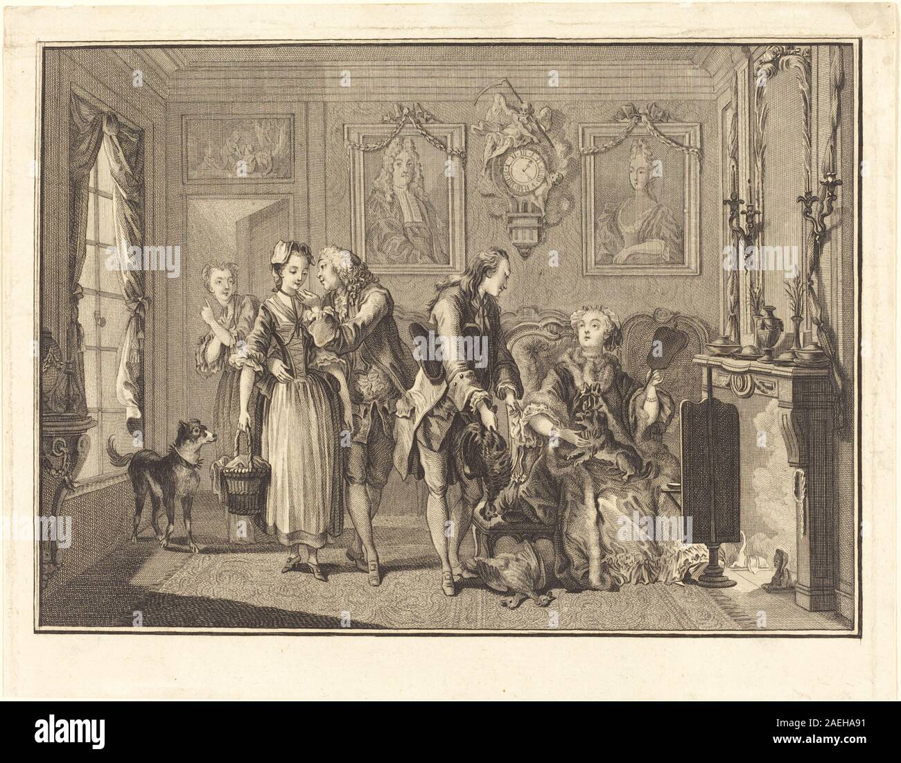 La Jolie Fermière by Joseph de Longueil after Charles Eisen, depicting ...