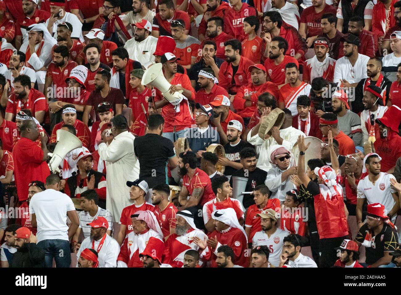 Bahraini fans cheering for their team in the Gulf Cup final. Bahrain ...