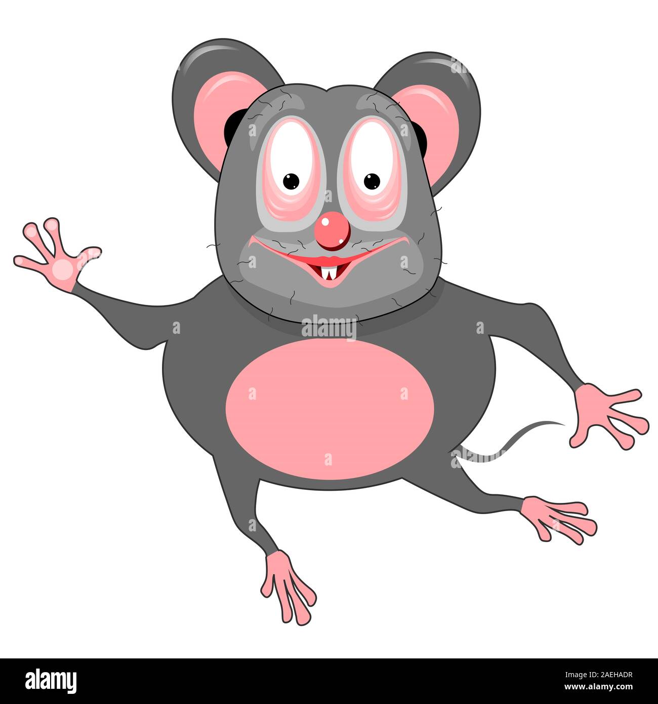 Illustration Cheerful Cartoon Gray Mouse on a White Background Stock ...