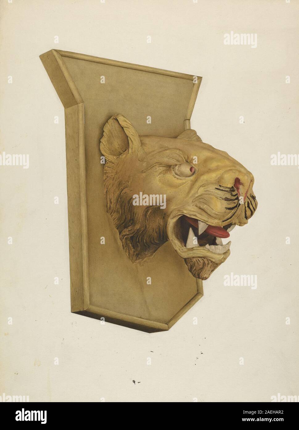 Joseph Glover, Wood Carving of Tiger's Head, c 1939 Wood Carving of ...