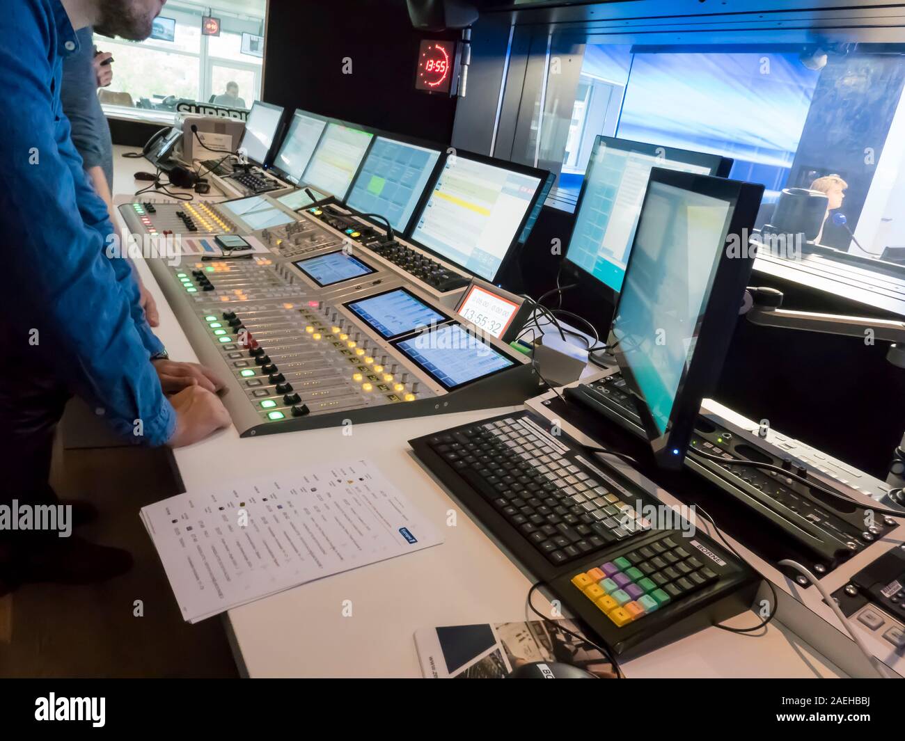 PARIS, FRANCE- NOVEMBER Circa, 2019. Technical room with audio mixing ...
