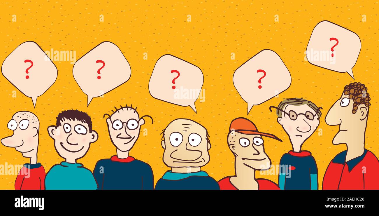 Men have a question. Hand drawn vector illustration Stock Vector Image ...