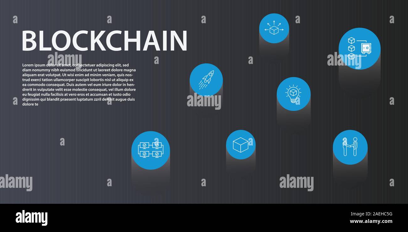 Blockchain Infographics vector design. Timeline concept include block ...