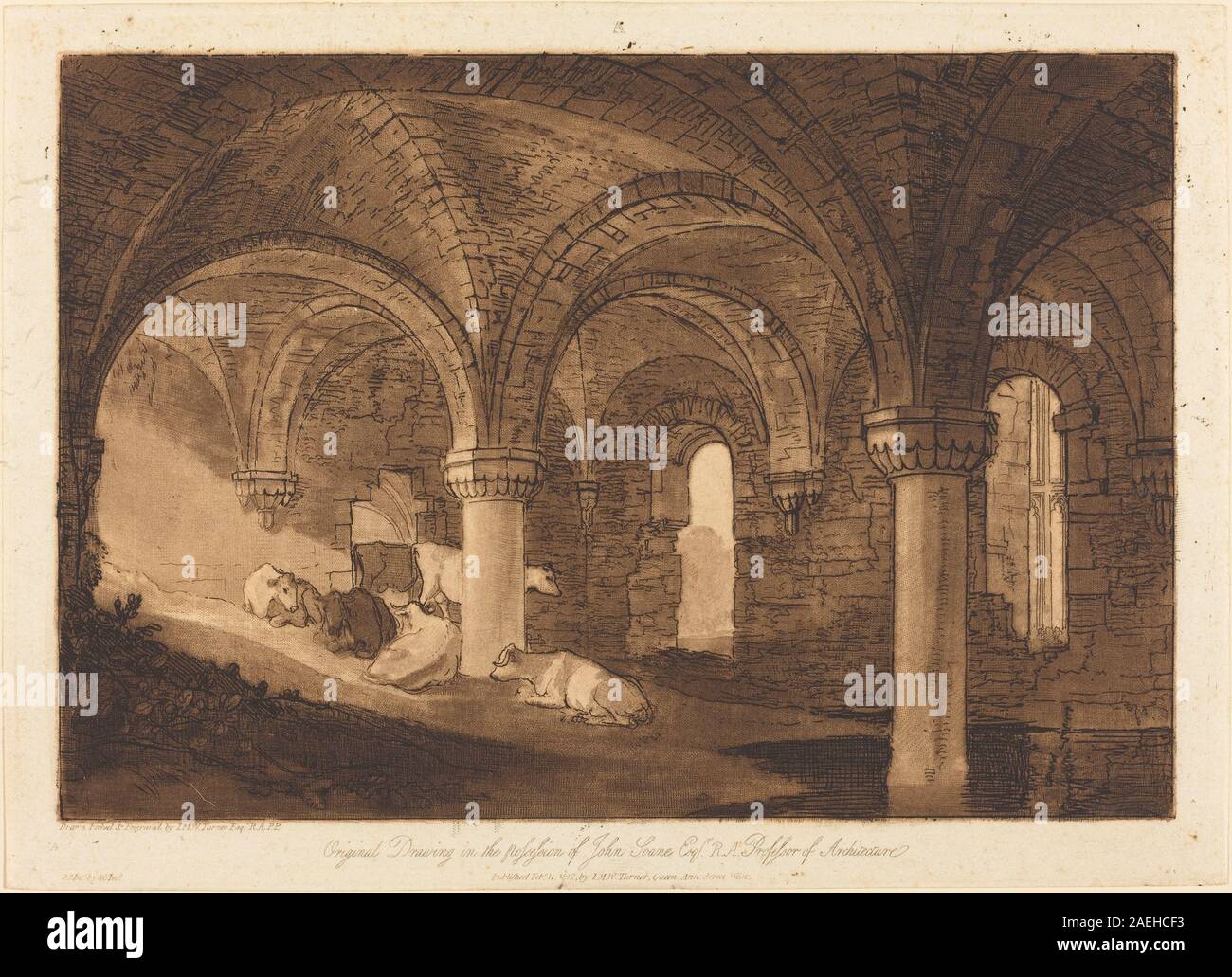 Joseph Mallord William Turner, Crypt of Kirkstall Abbey, published 1812 ...