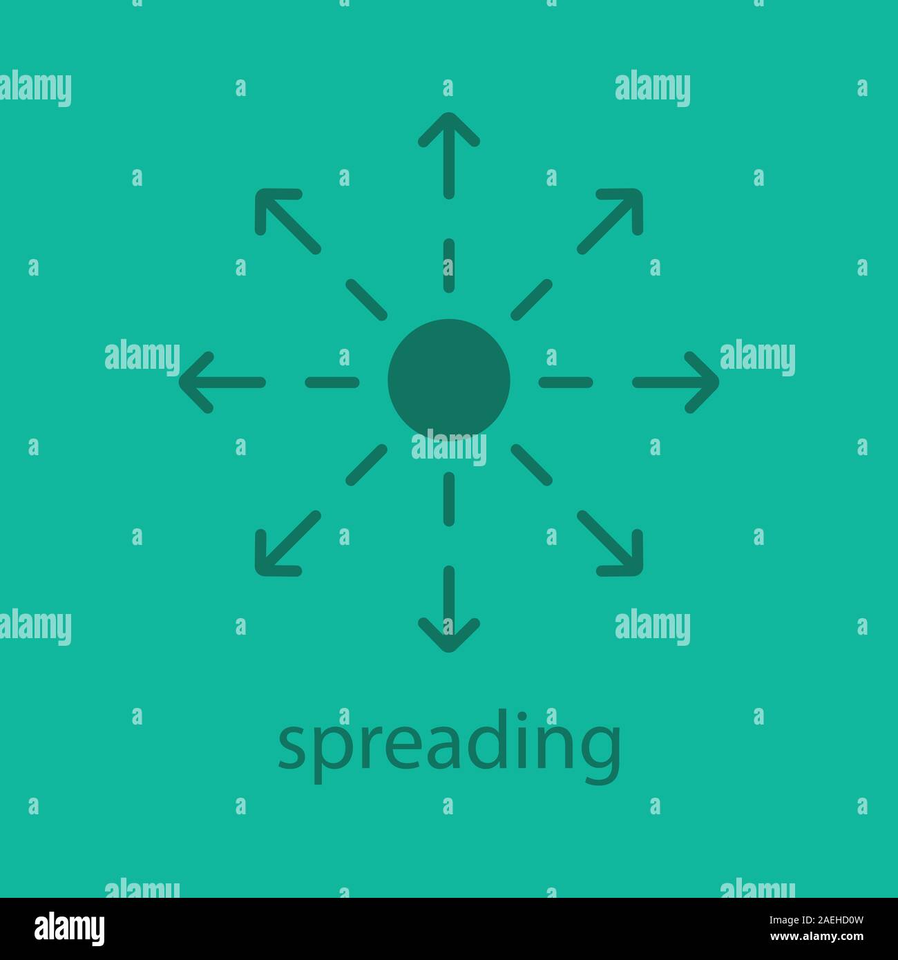 Spreading glyph color icon. Silhouette symbol. Distribution abstract ...