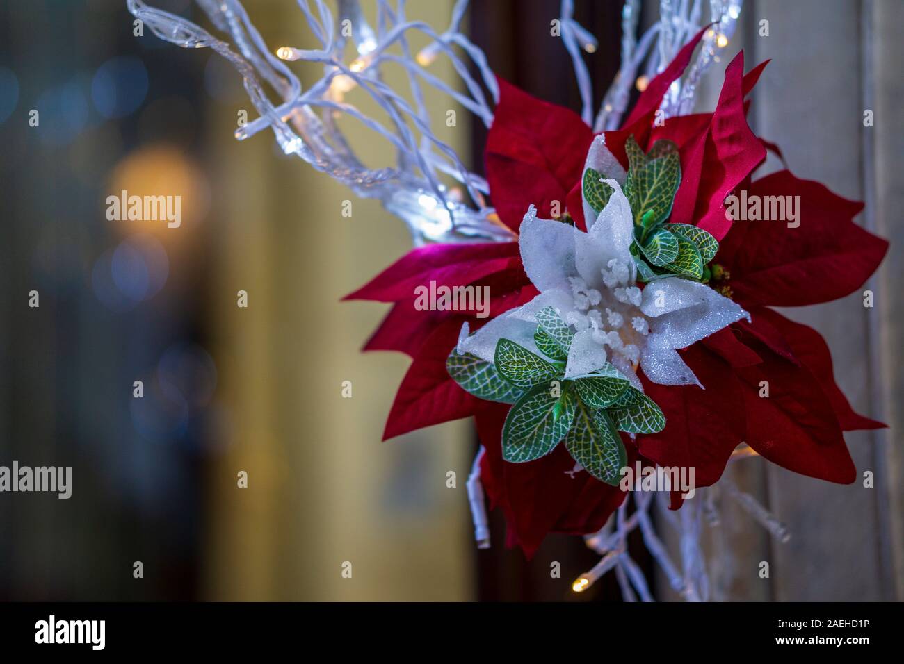 Christmas Flower Decoration Ornamental Lights Stock Photo - Alamy