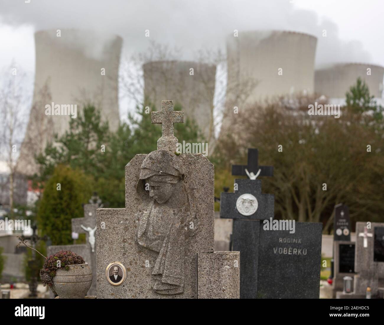 Cemetery, graveyard, Krtenov, Nuclear power plant Temelin. (CTK Photo ...