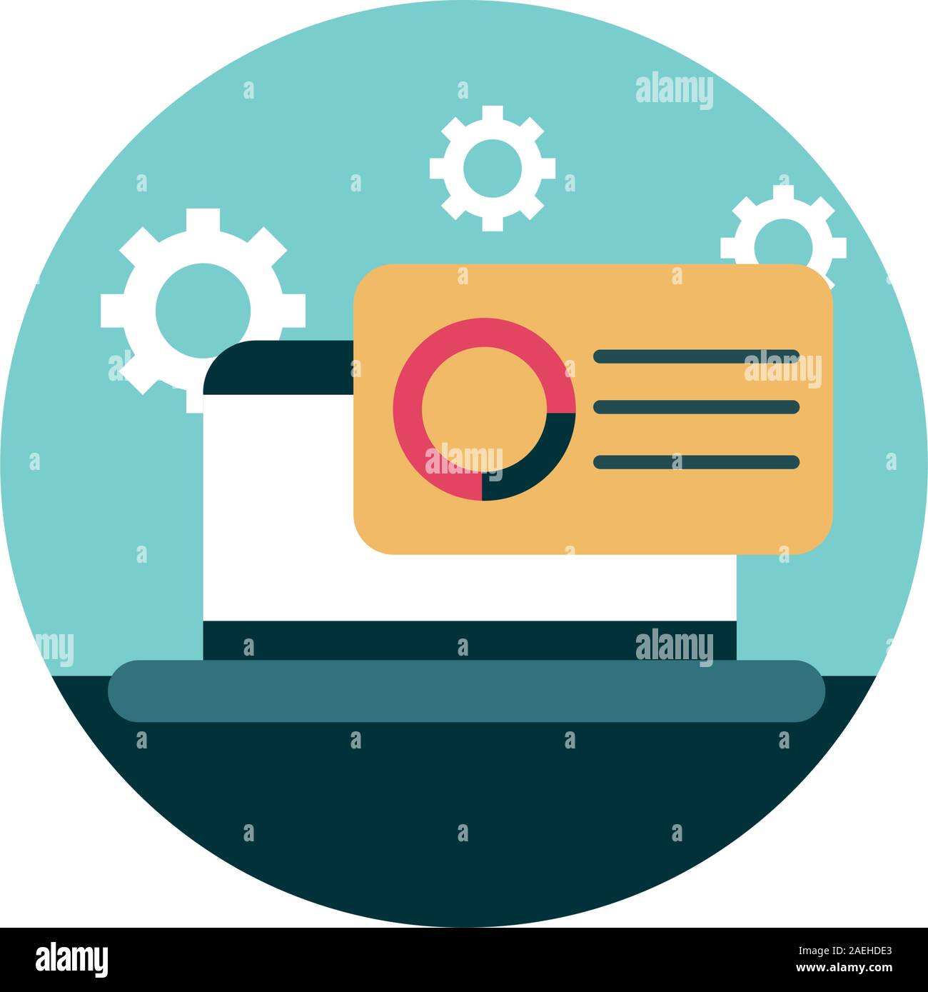 digital marketing laptop computer report settings vector illustration ...