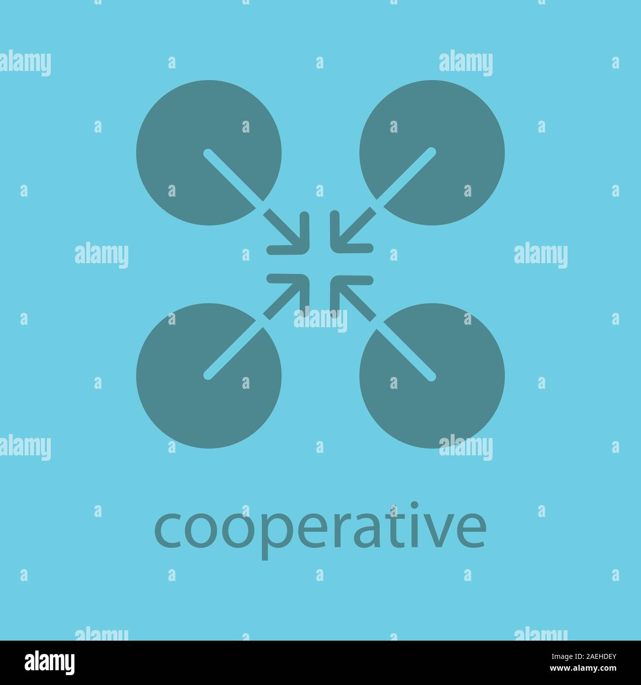 Cooperative abstract symbol. Glyph color icon. Silhouette symbol ...