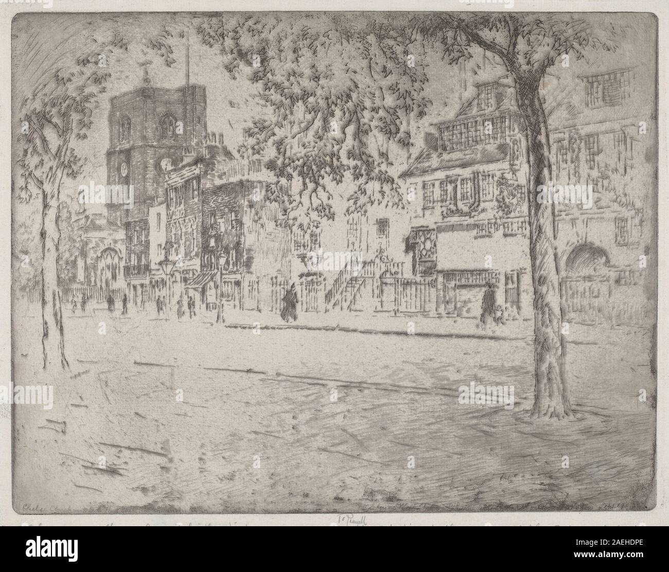 This etching by Joseph Pennell, created in 1904, depicts the house ...