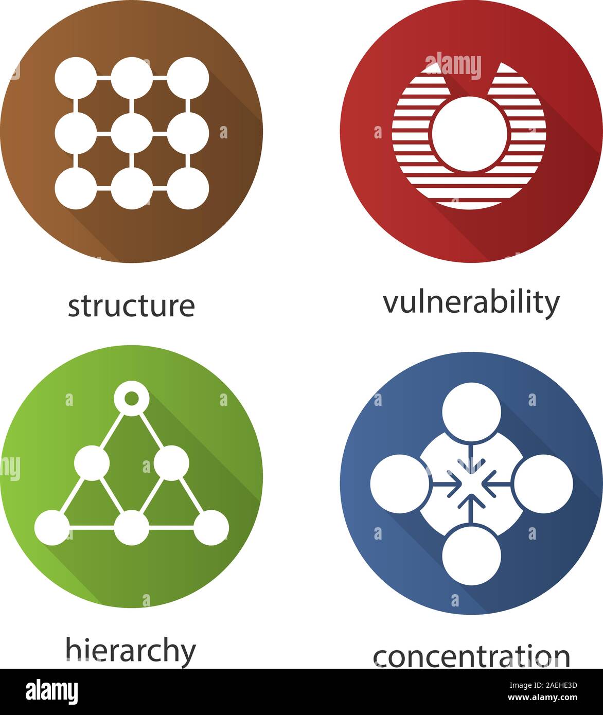 Abstract symbols flat design long shadow icons set. Structure ...