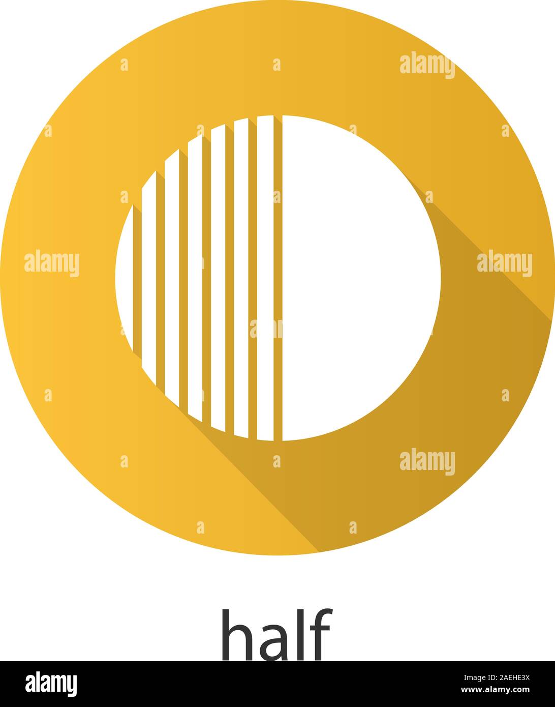 Half flat design long shadow icon. Half hatched abstract metaphor ...