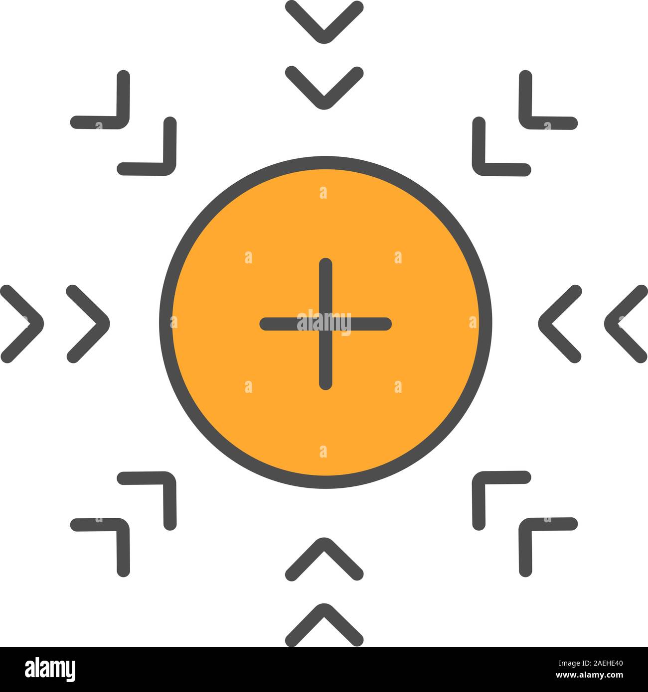 Attraction abstract symbol color icon. Positively charged electron ...