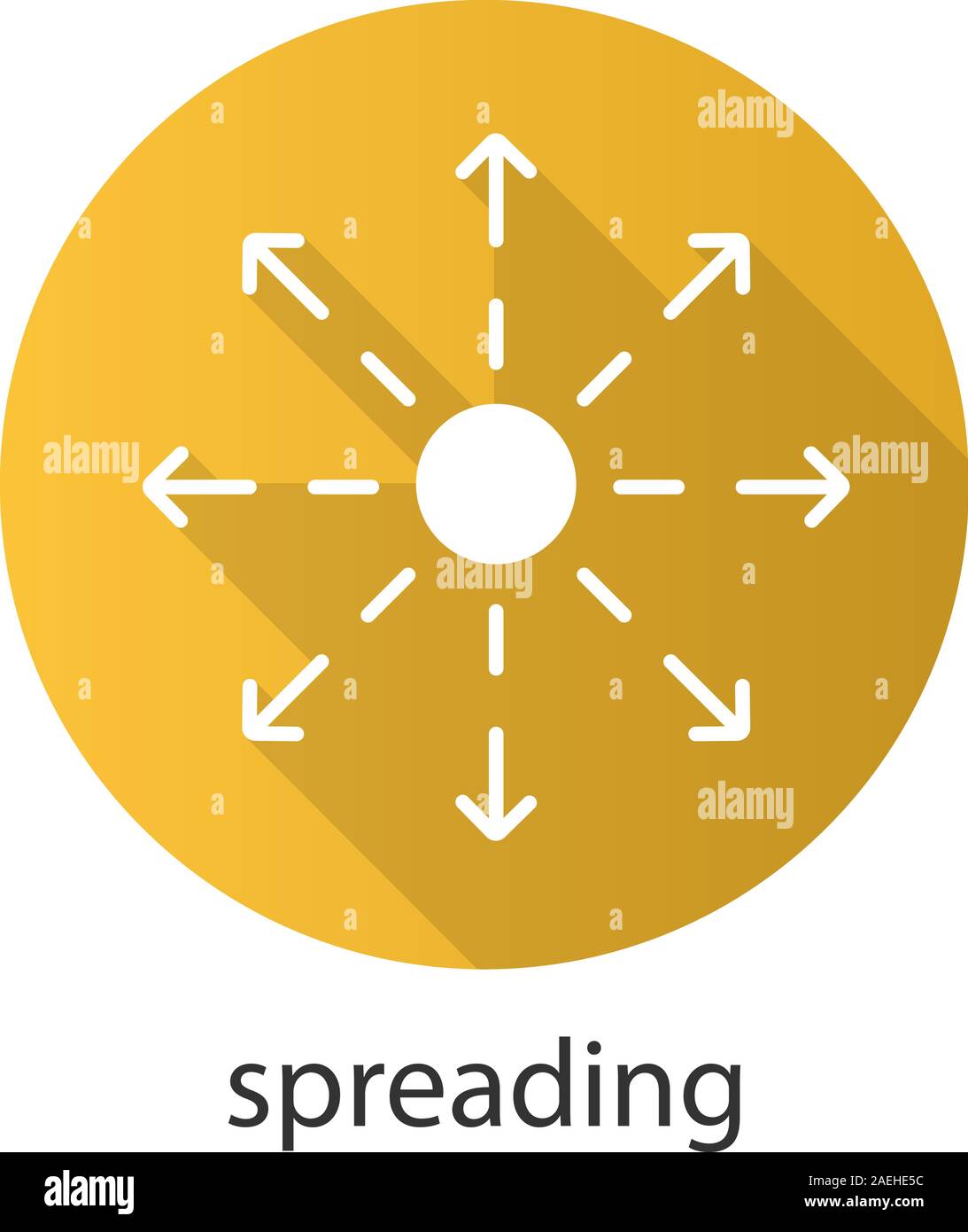 Spreading flat design long shadow icon. Distribution abstract metaphor ...