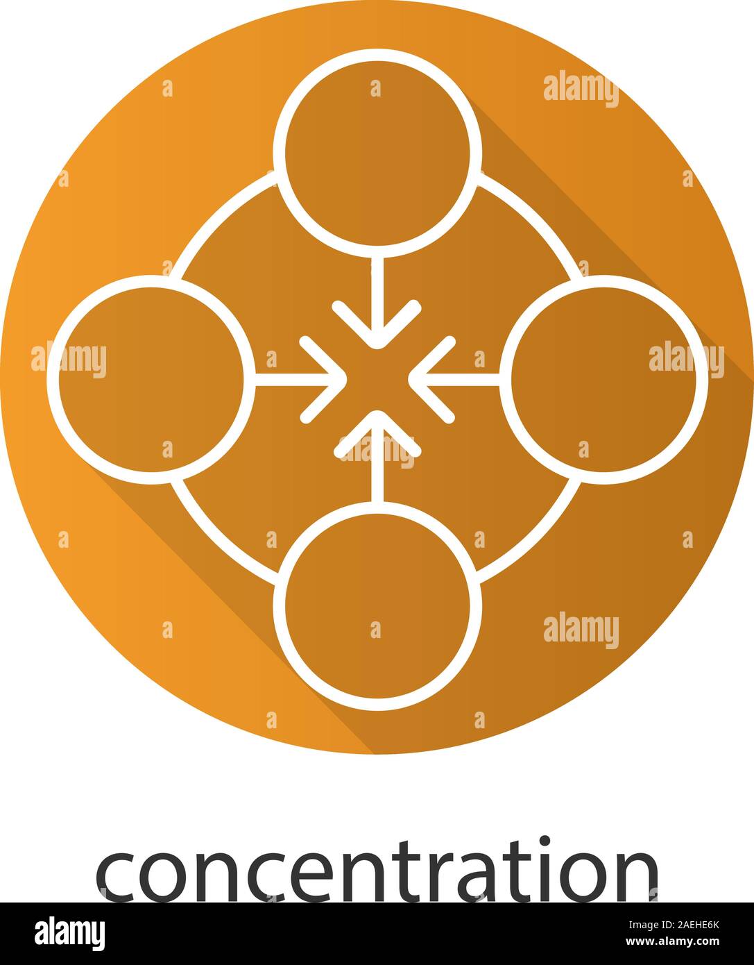 Concentration flat linear long shadow icon. Teamwork. Abstract metaphor ...