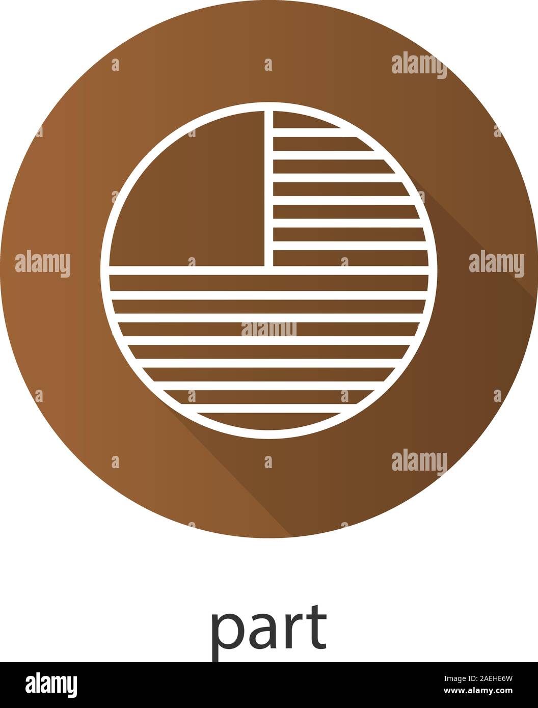 Circle diagram with missing part. Flat linear long shadow icon. Portion ...