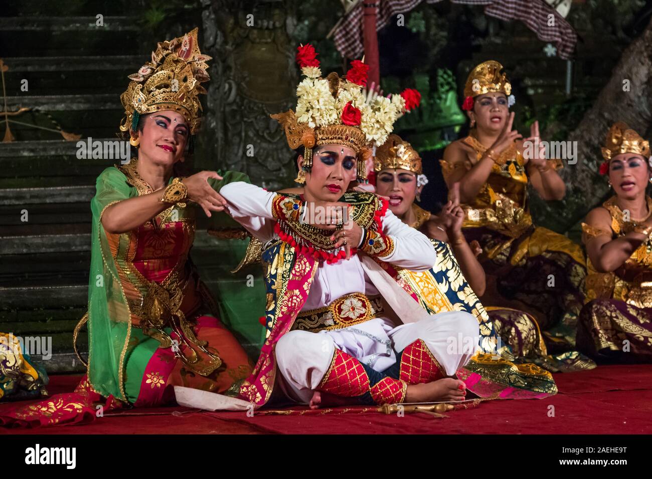 Traditional Balinese Janger performance under the stars in Ubud, Bali ...