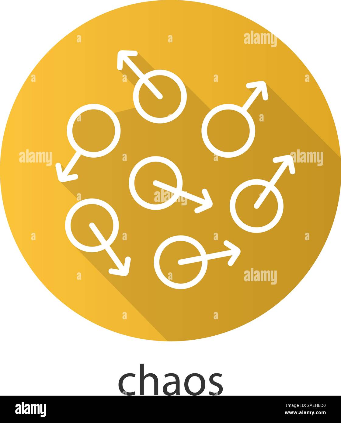Chaos flat linear long shadow icon. Chaotic movement. Vector line ...