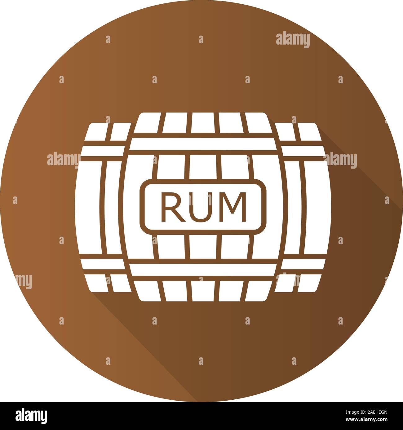 Rum wooden barrels flat design long shadow icon. Alcohol wooden barrels ...
