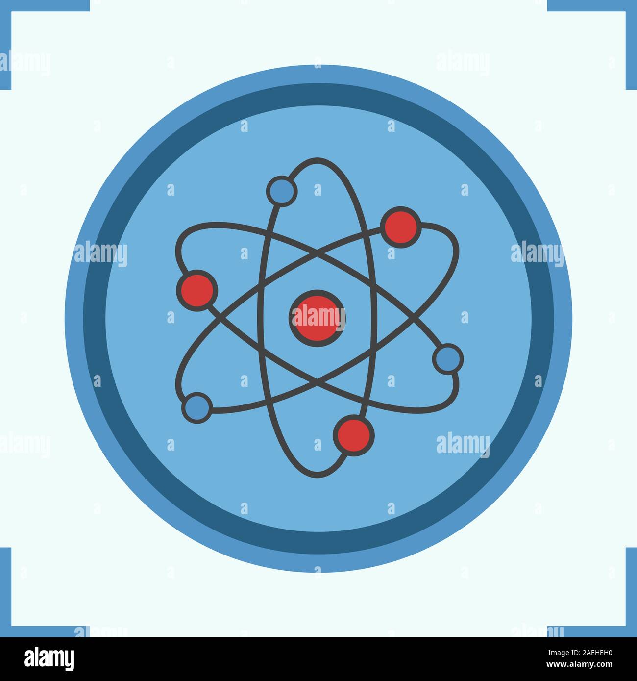 Atom color icon. Atomic structure. Physics sign. Isolated vector ...