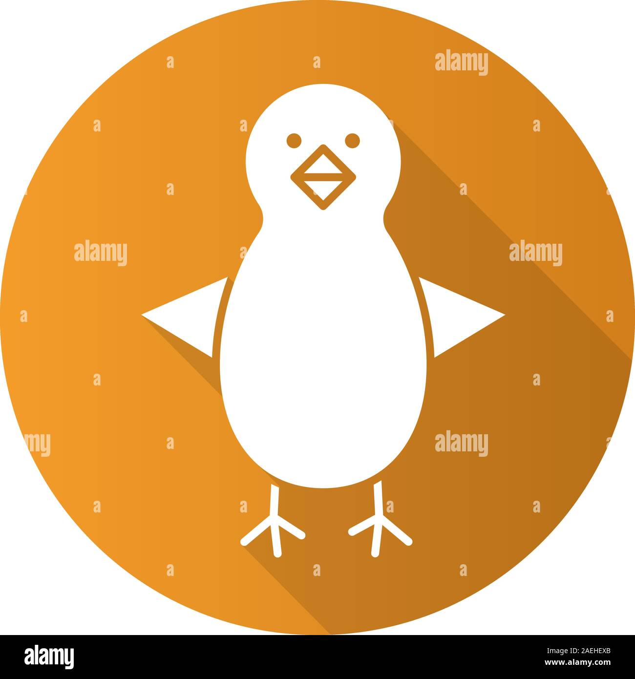 Chicken flat design long shadow icon. Nestling. Vector silhouette ...