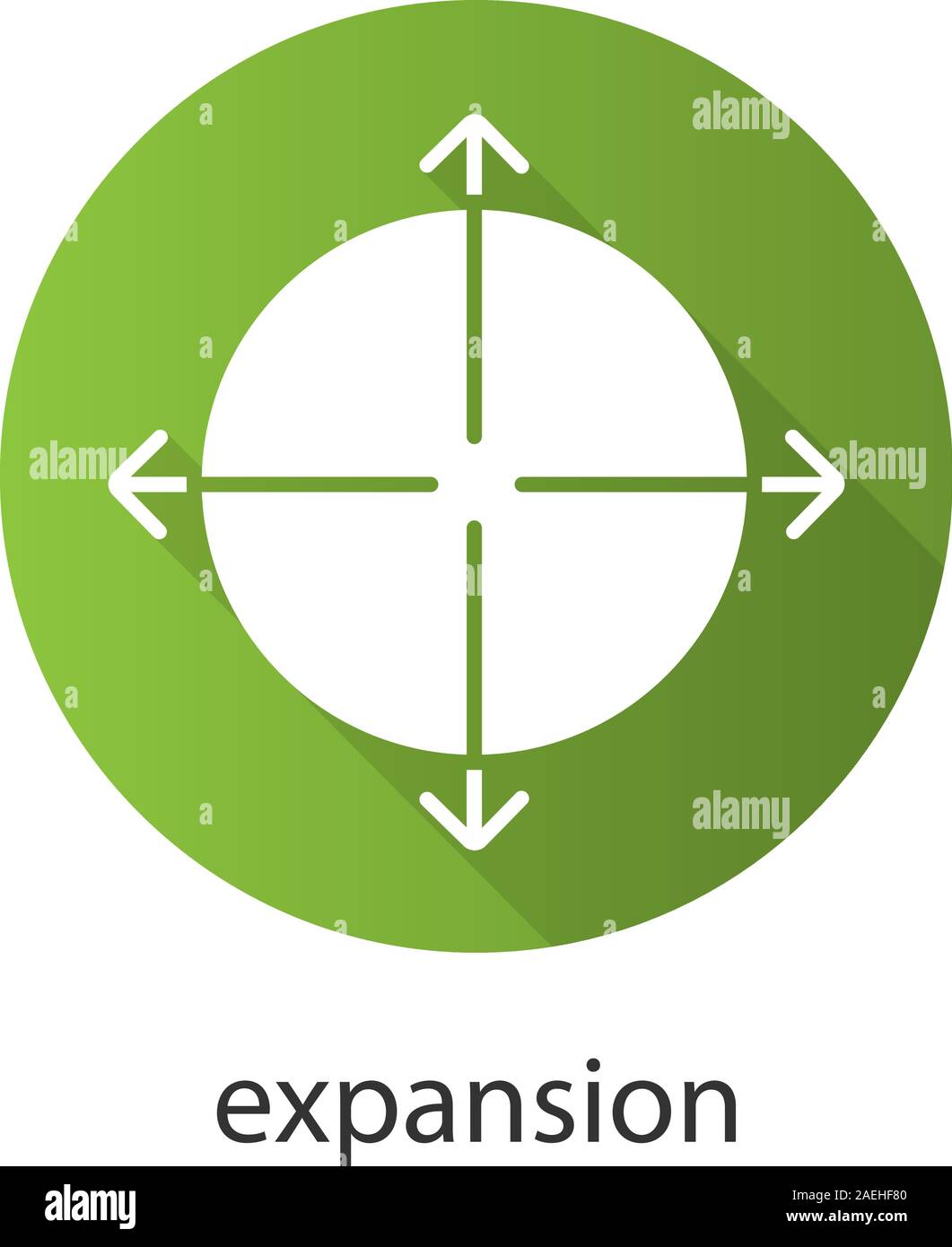 Expansion flat design long shadow icon. Expand abstract metaphor ...