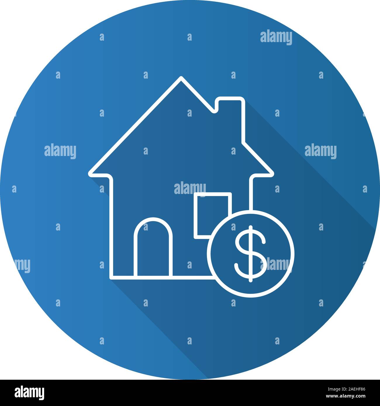 Real estate market flat linear long shadow icon. Rental house with ...