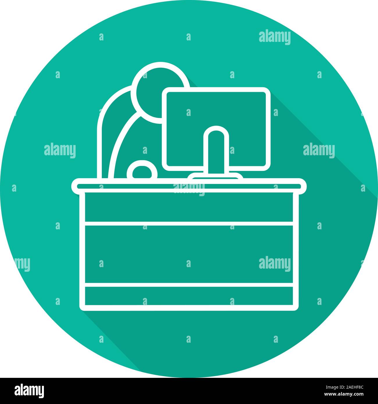 Secretary flat linear long shadow icon. Reception. Office worker ...