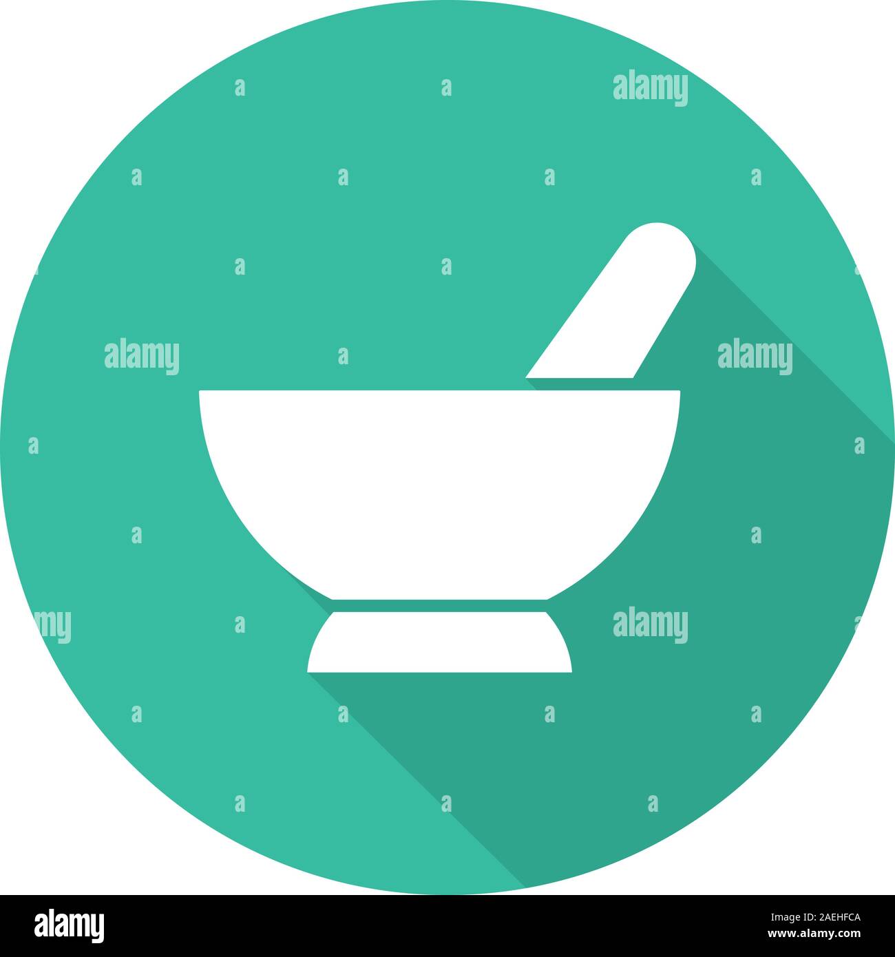 Mortar and pestle flat design long shadow icon. Naturopathy ...