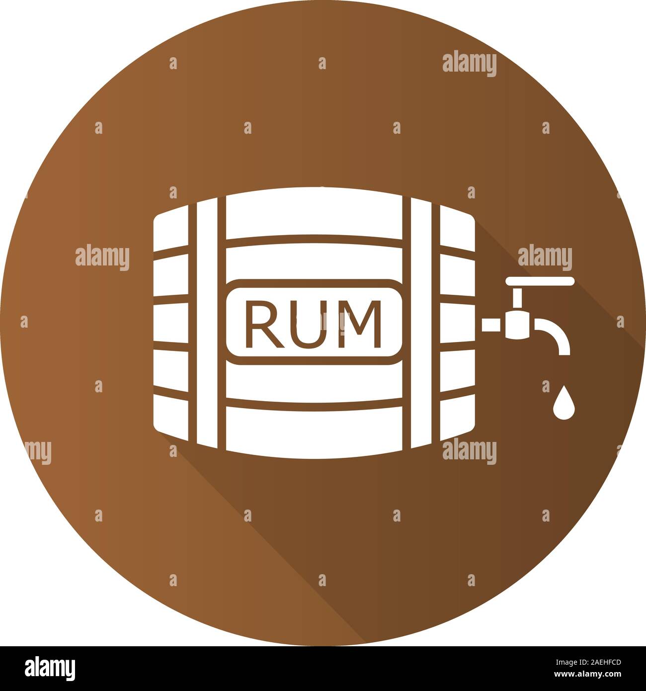 Rum wooden barrel. Flat design long shadow icon. Alcohol barrel with ...