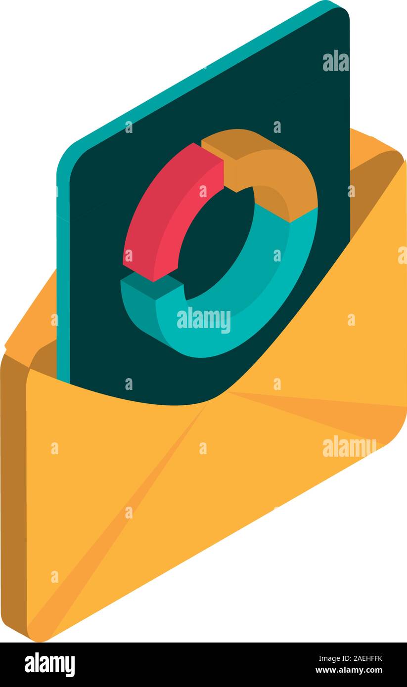 email report diagram advertising commerce marketing icon isometric ...