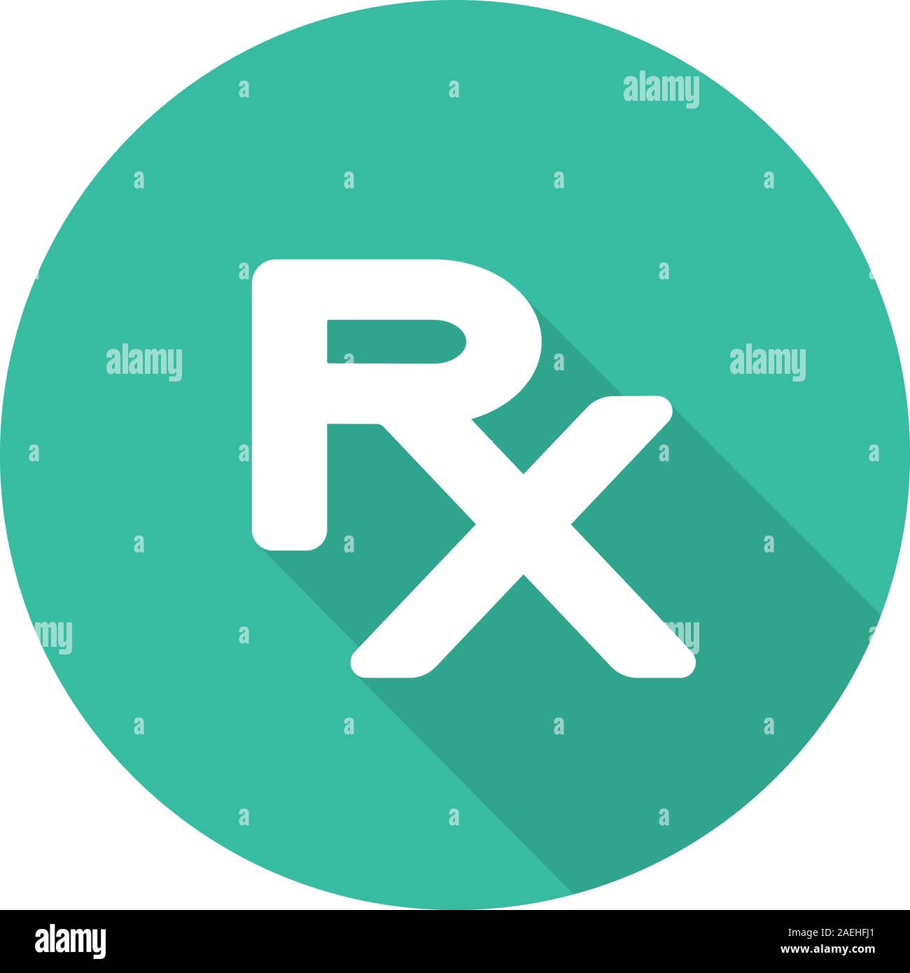 Rx flat design long shadow icon. Medical prescription sign. Vector ...