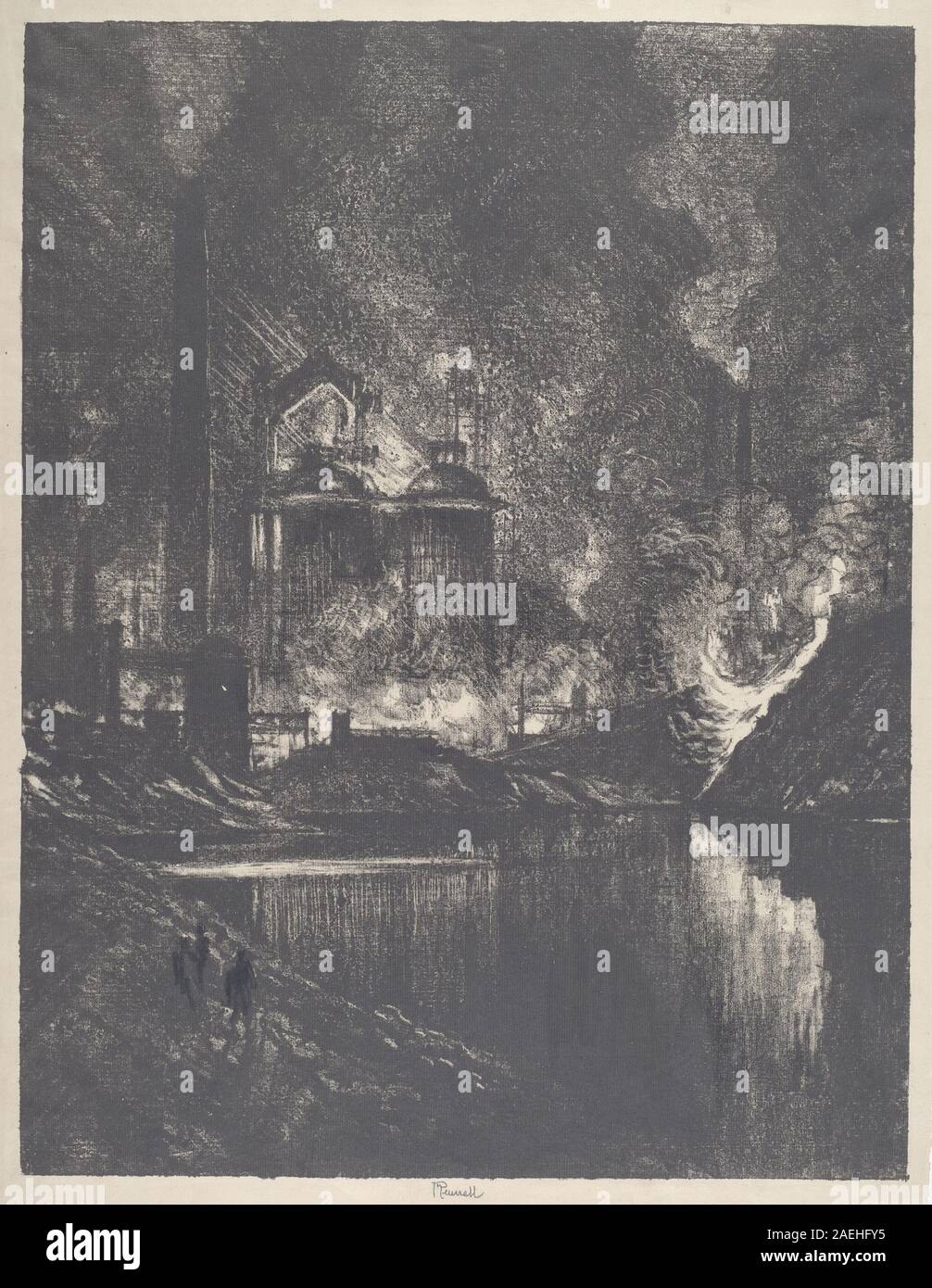 Etching The Lake of Fire, Charleroi by Joseph Pennell, 1911, depicting ...