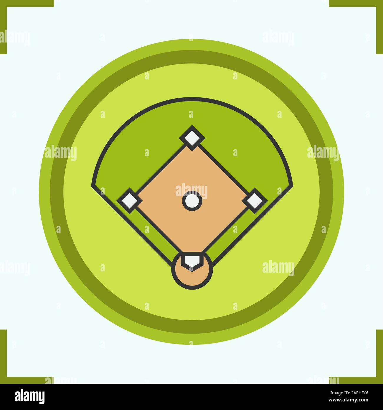 Baseball field color icon. Softball field scheme. Isolated vector ...