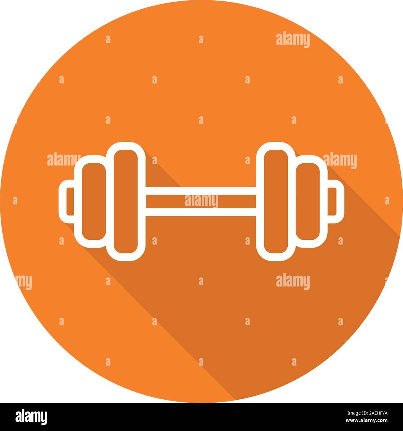 Gym barbell flat linear long shadow icon. Fitness and workout sign ...