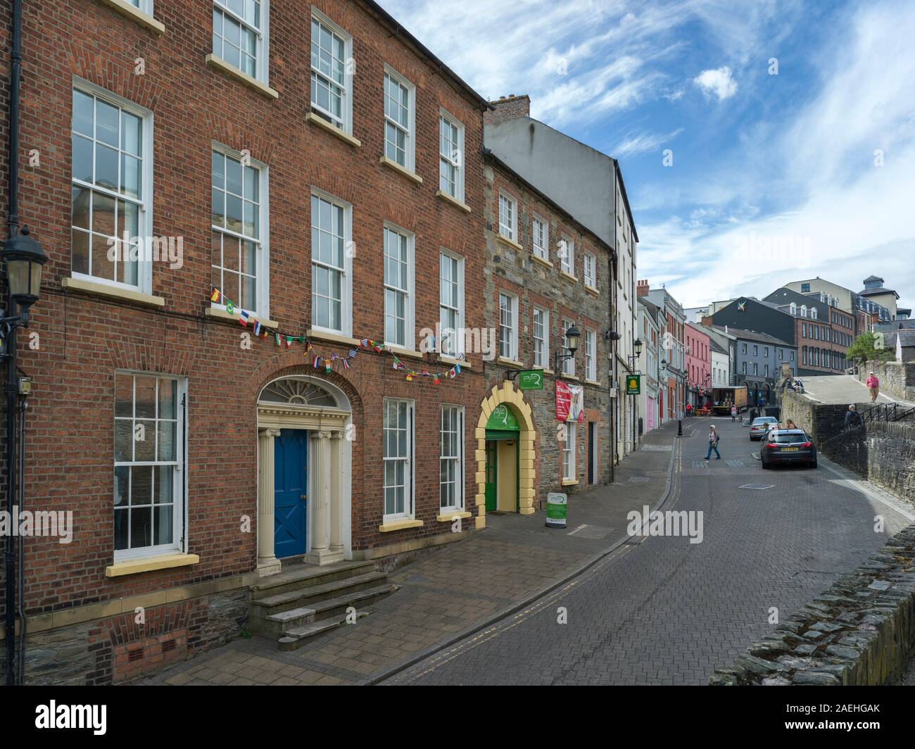 Row of Victorian brick houses, Londonderry, Northern Ireland, Ireland ...