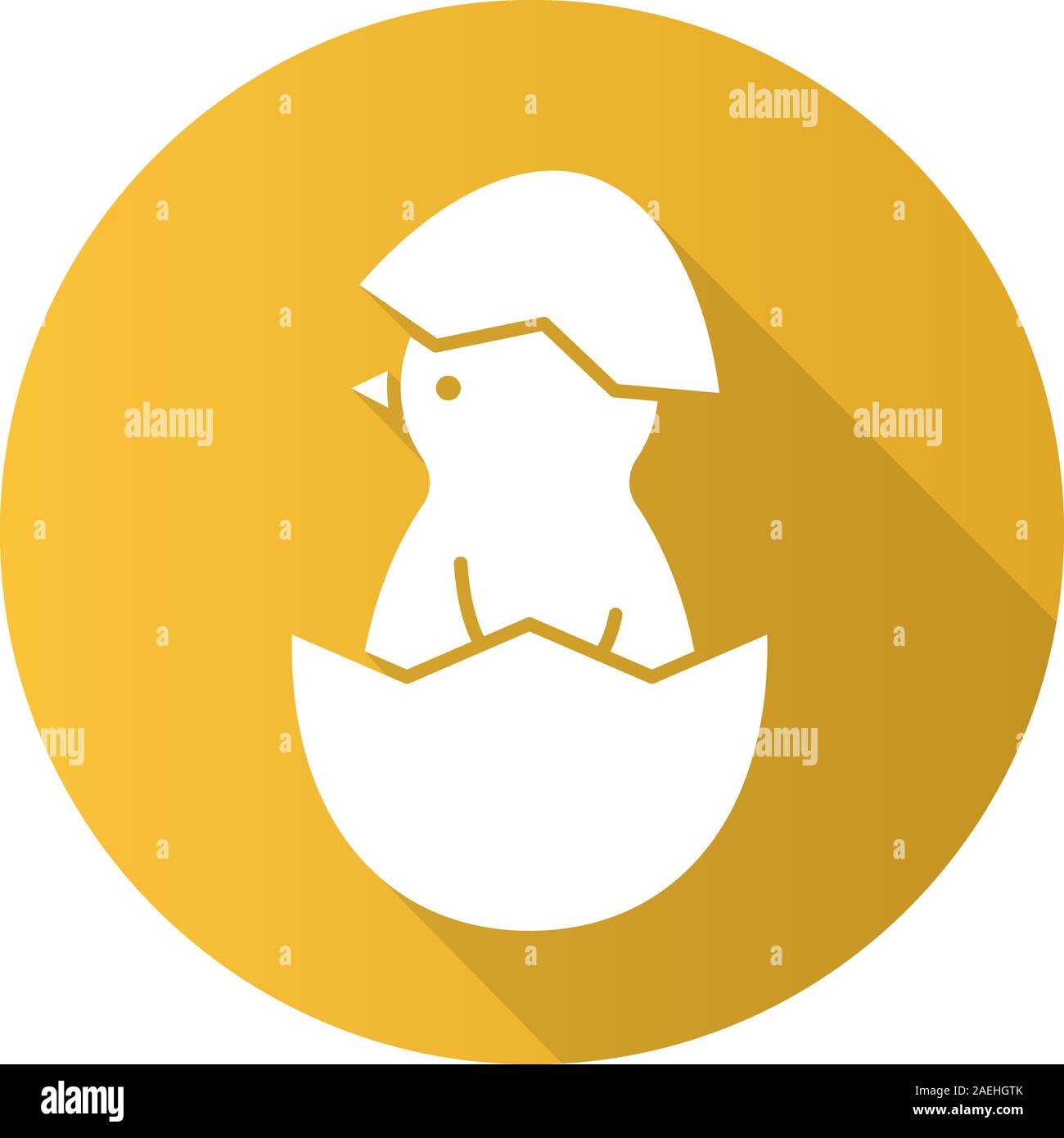 Newborn chicken flat design long shadow icon. Nestling in egg shell ...