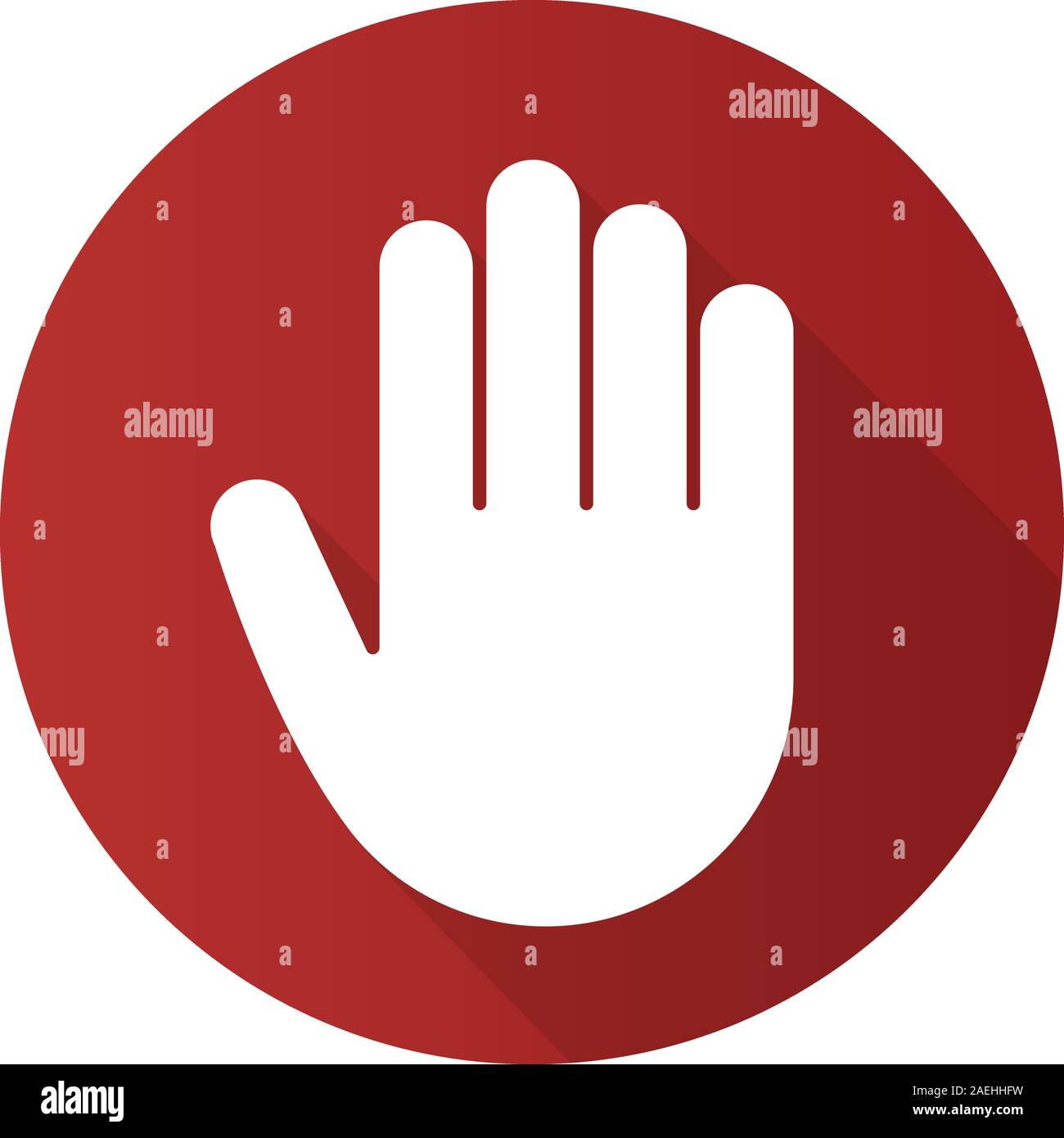 Palm flat linear long shadow icon. Stop, greeting and high five gesture ...