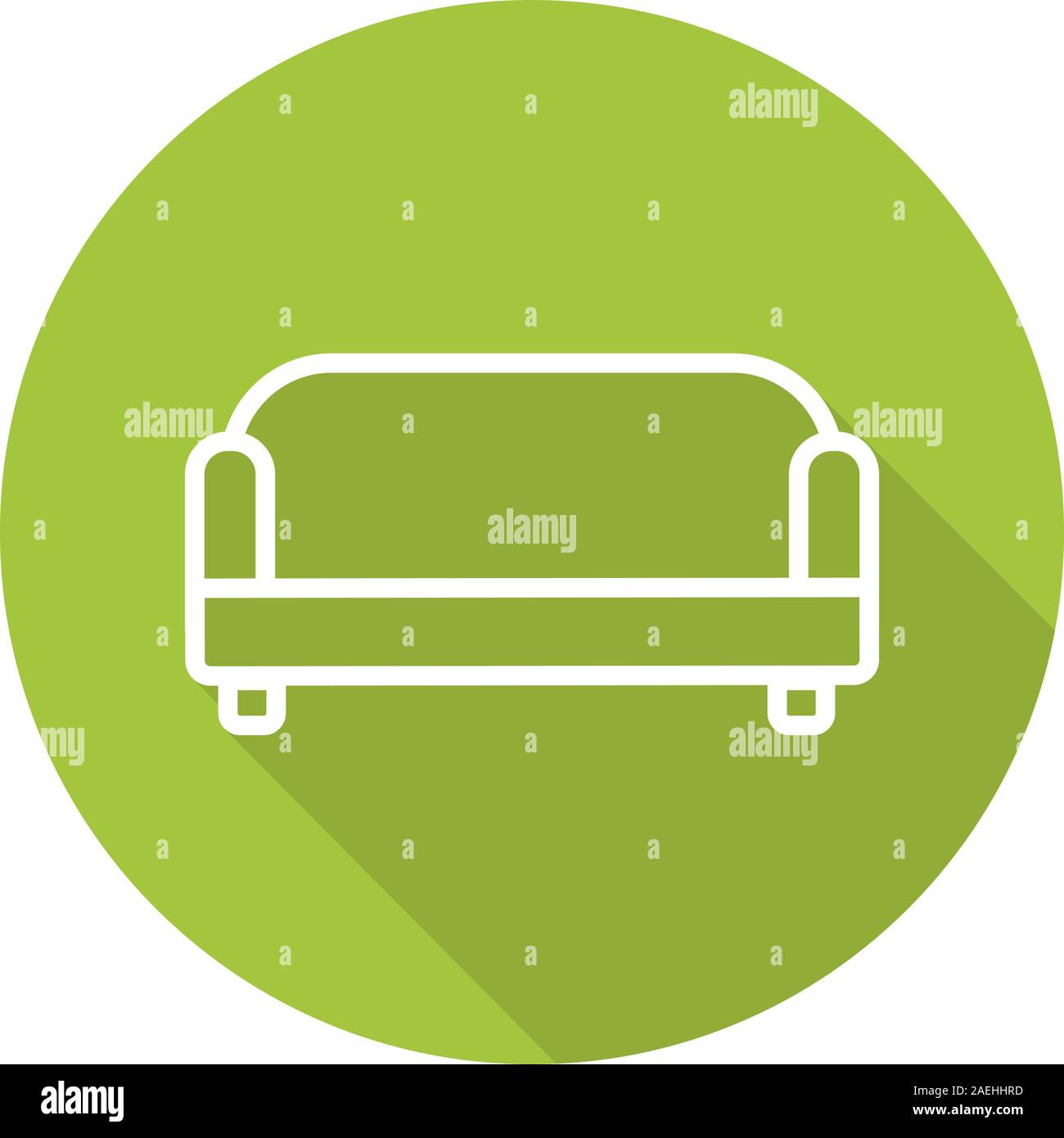 Couch flat linear long shadow icon. Sofa. Vector line symbol Stock ...