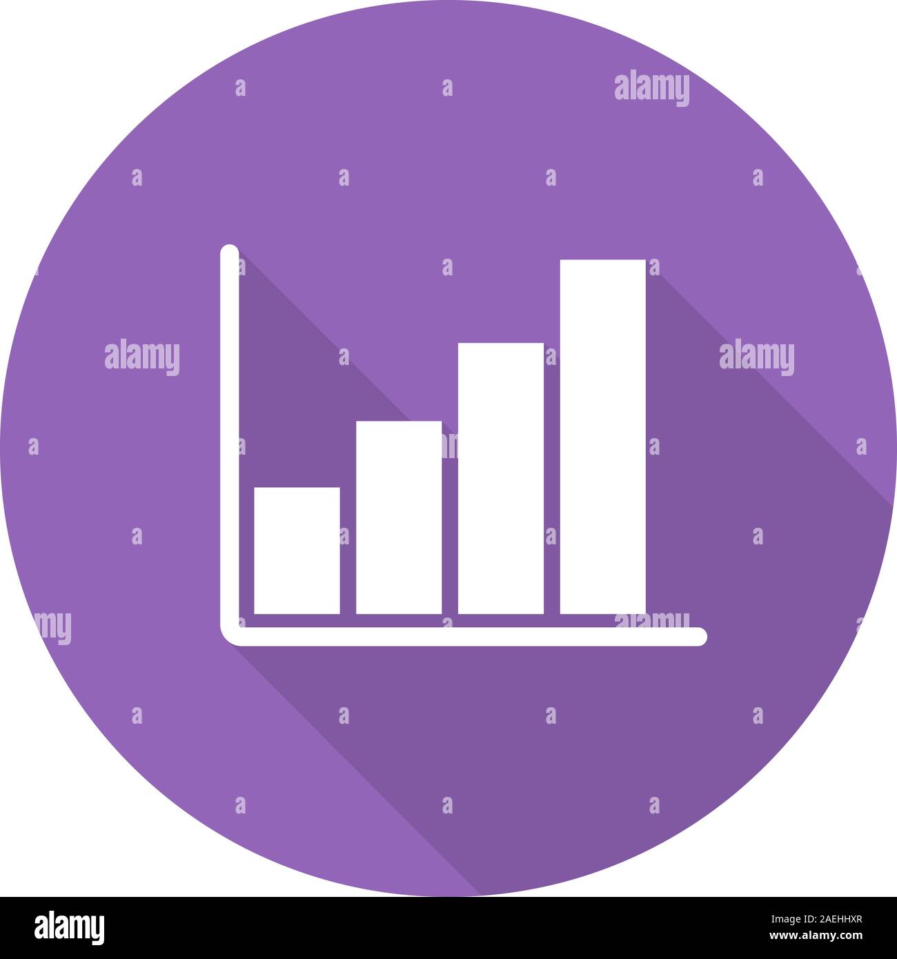 Growth chart flat design long shadow icon. Business statistics graph ...