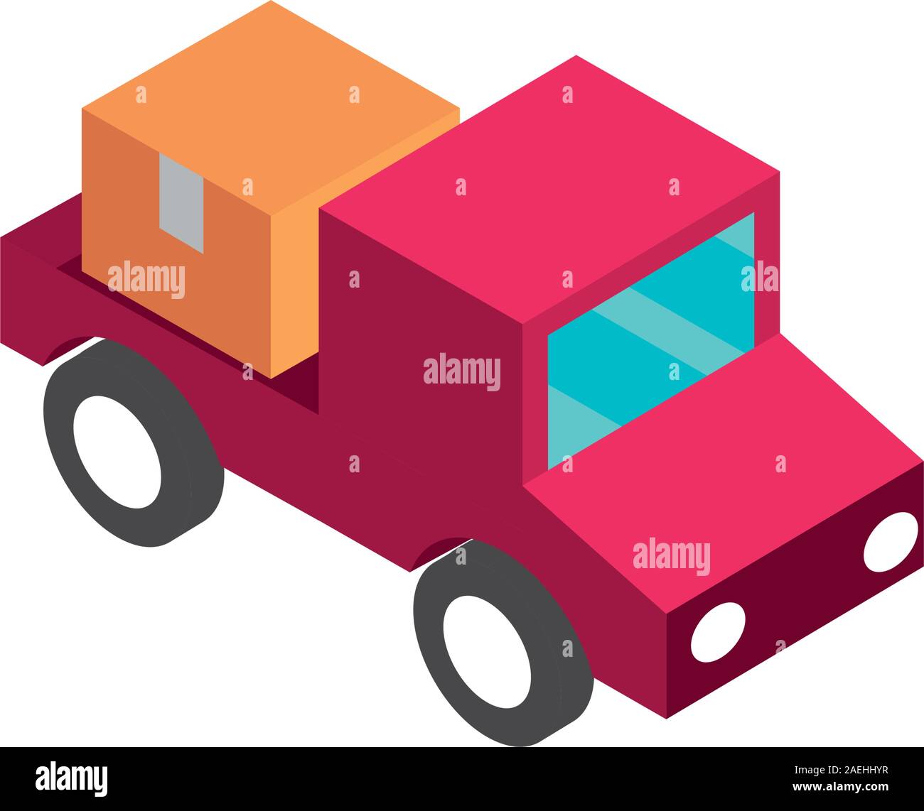 farm pick up vehicle with box rural isometric icon vector illustration ...