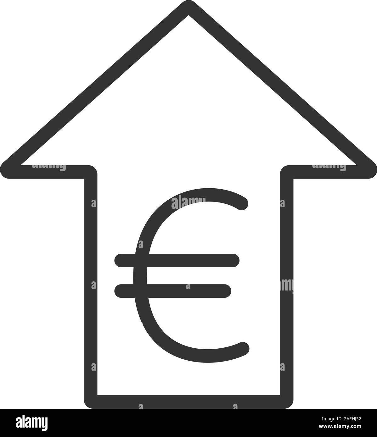 Euro rate rising linear icon. Thin line illustration. European Union ...