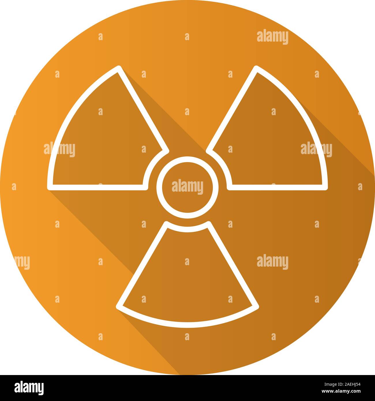 Radiation sign flat linear long shadow icon. Radioactive danger symbol ...
