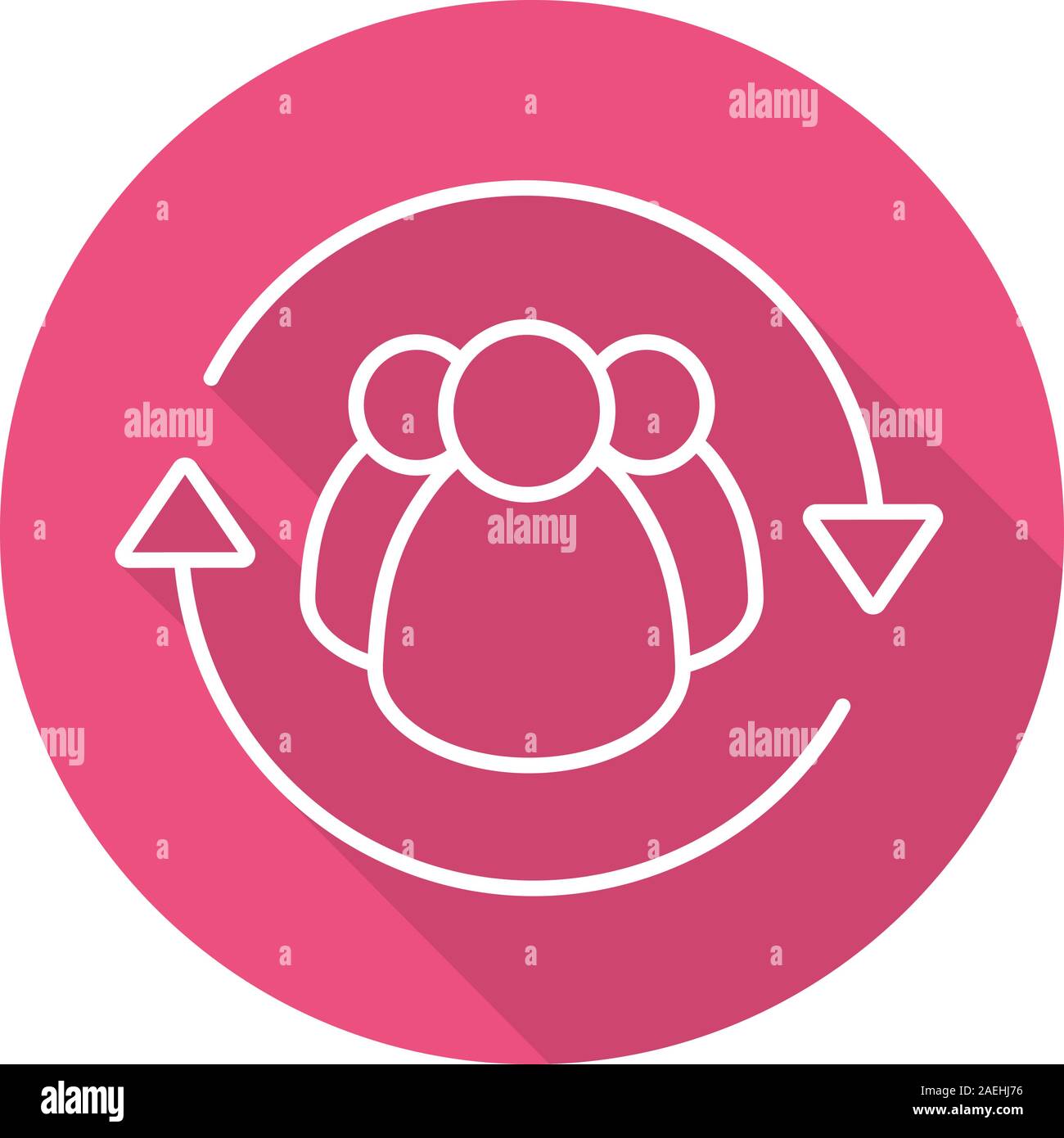 Team management flat linear long shadow icon. Staff turnover. Vector ...