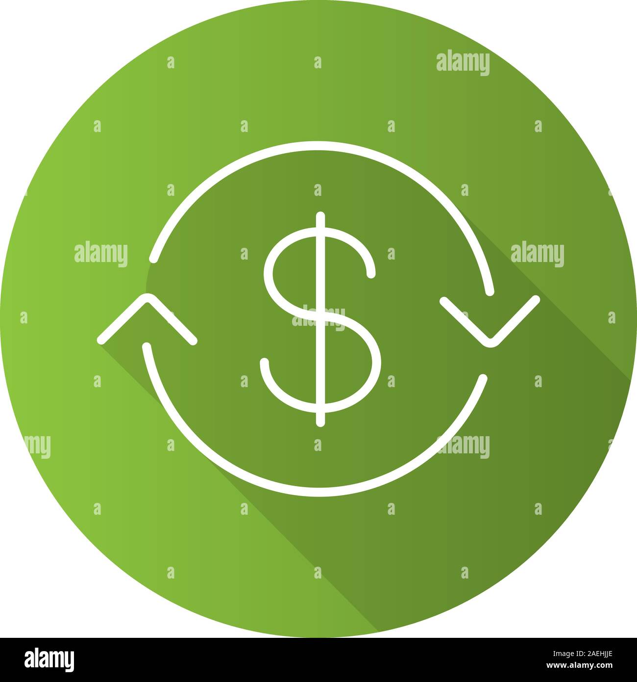 US dollar exchange flat linear long shadow icon. Refund. Vector line ...