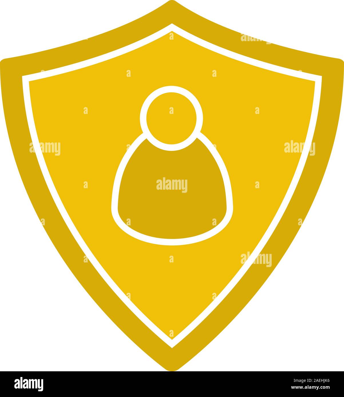User security glyph color icon. Protection shield with man figure ...