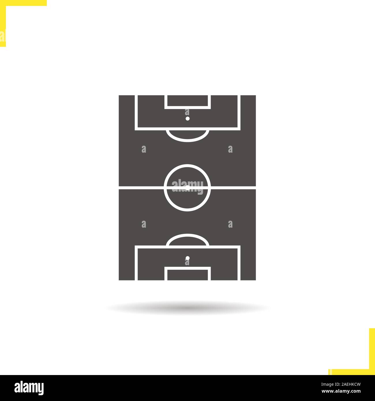 Soccer field glyph icon. Drop shadow silhouette symbol. Negative space ...