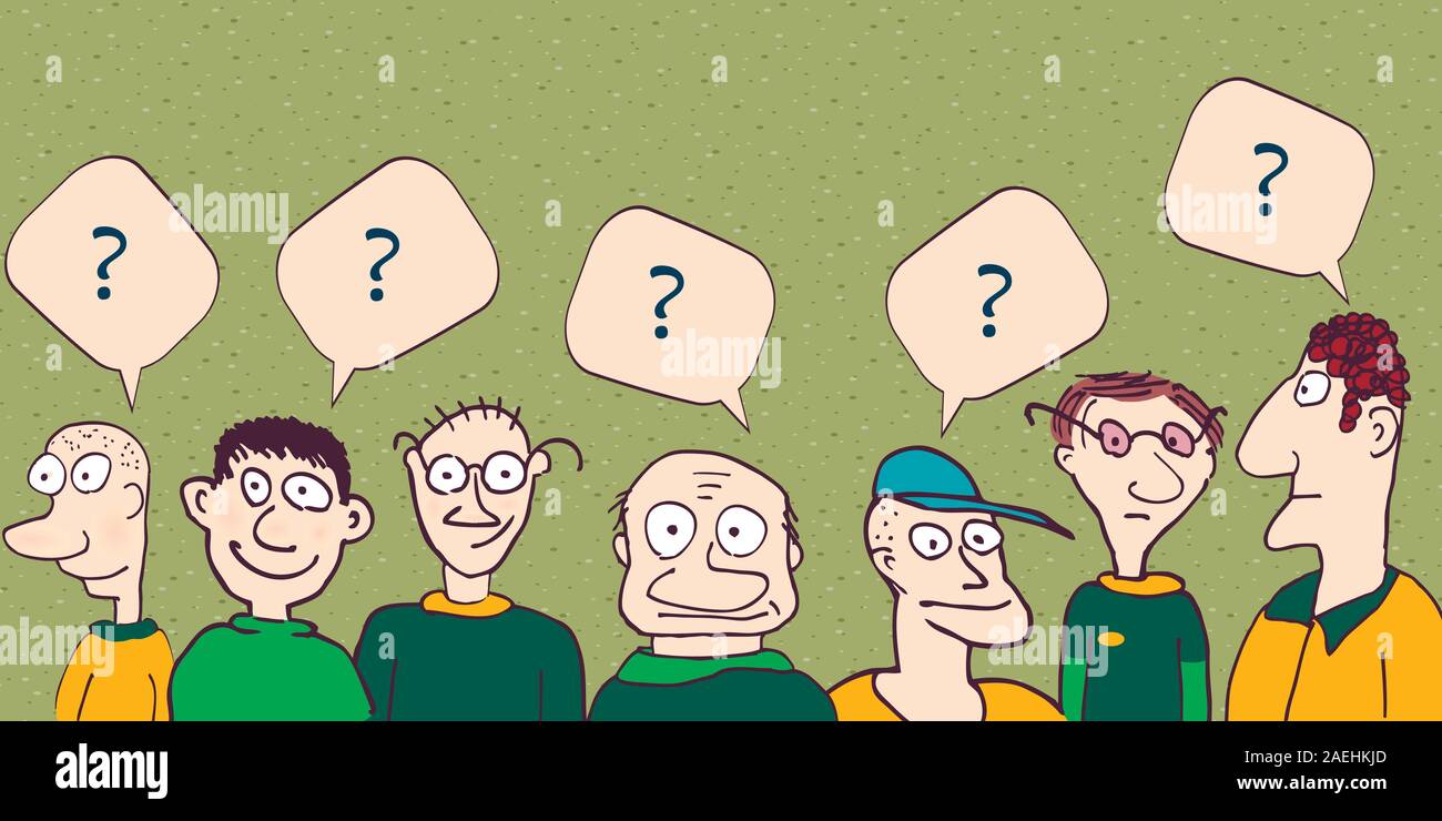 Men have a question. Hand drawn vector illustration Stock Vector Image ...