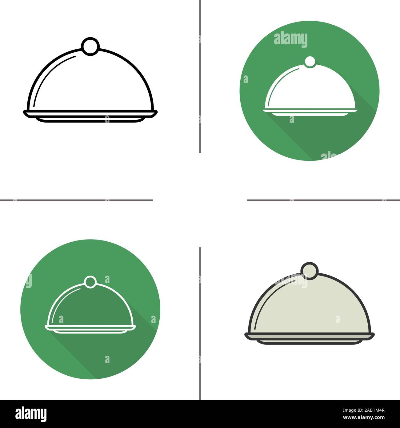 Covered dish icon. Flat design, linear and color styles. Restaurant ...
